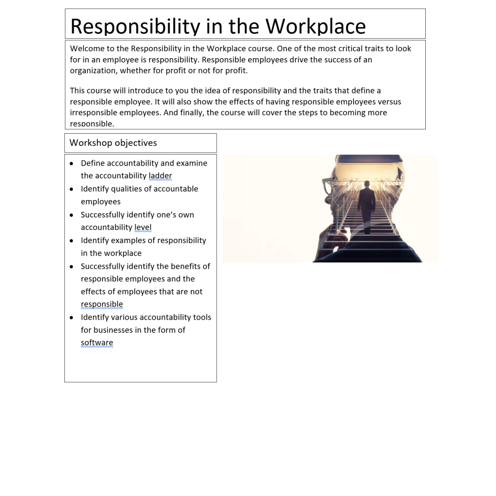 Responsibility in the Workplace – The Career Campus