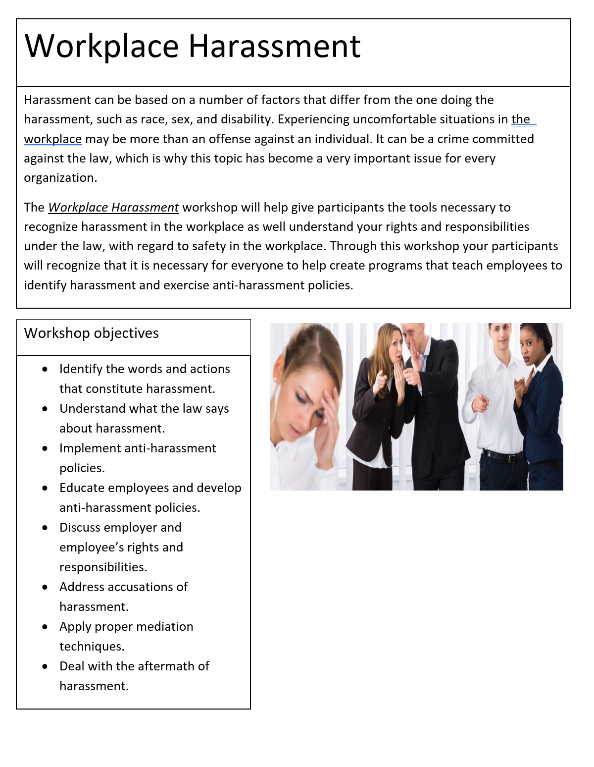 Workplace Harassment – The Career Campus